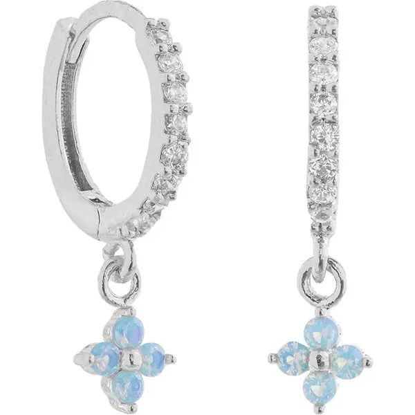 GIRLS CREW Blossom Dangle Hoop Earrings - Silver
