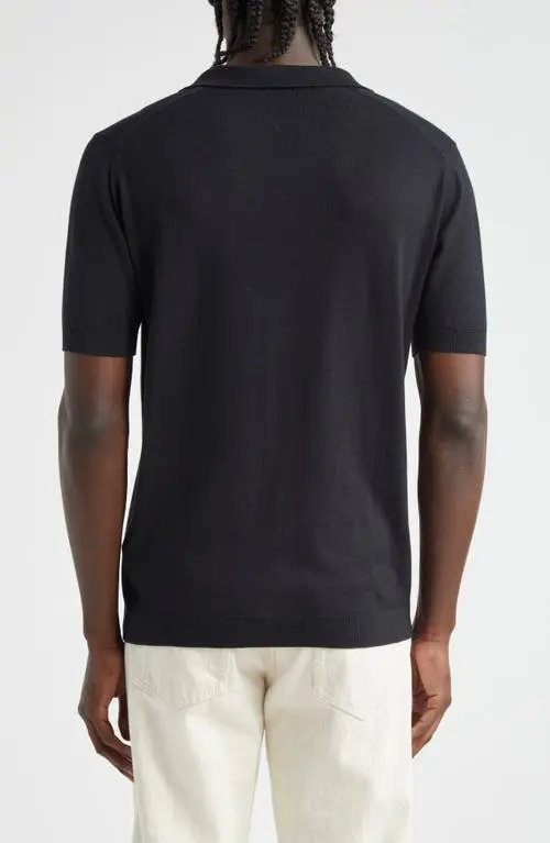 John Smedley Noah Johnny Collar Sweater Polo - Black