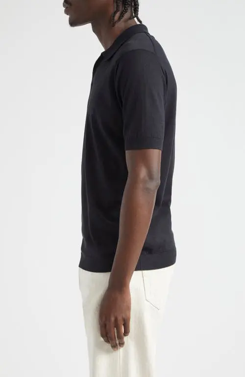 John Smedley Noah Johnny Collar Sweater Polo - Black