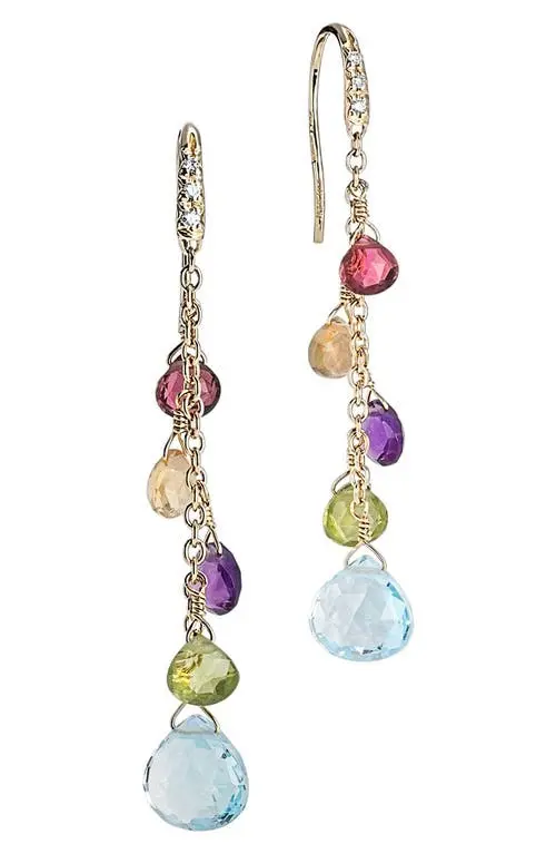 Marco Bicego Paradise 18k Diamond & Semiprecious Stone Drop Earrings - Yellow Gold