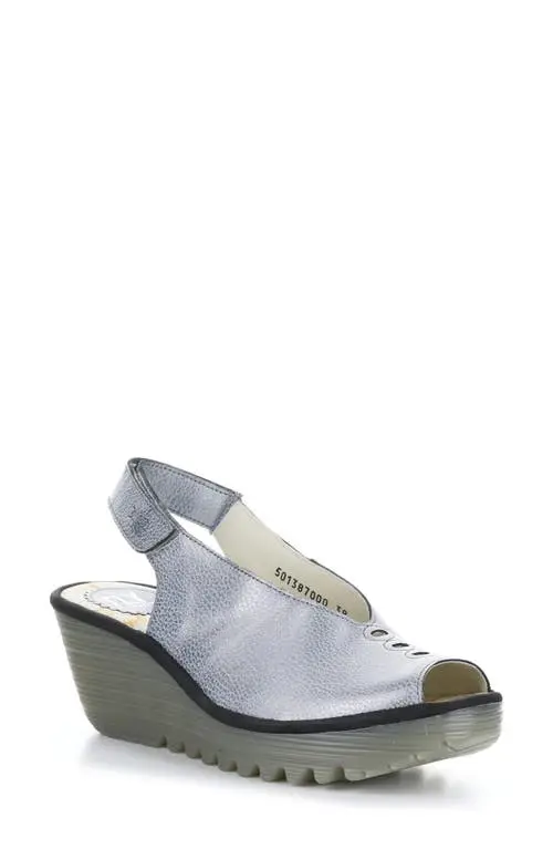 Fly London Yeay Peep Toe Sandal - 000 Grey/ Black Lamar
