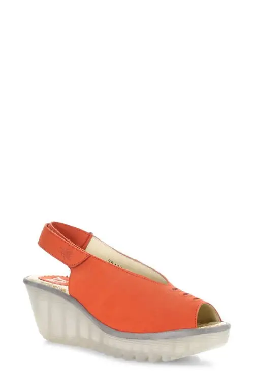 Fly London Yeay Peep Toe Sandal - Poppy Orange