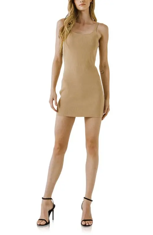 Endless Rose Ribbed Mini Dress - Camel