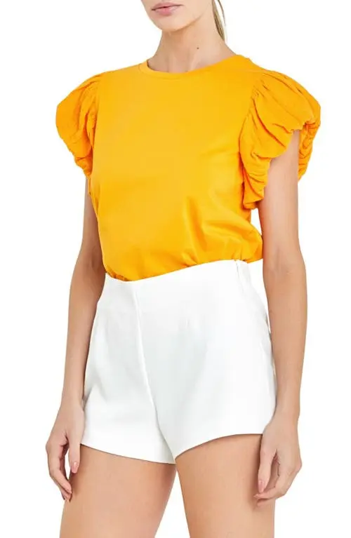 English Factory Puff Sleeve Crewneck Shirt - Orange