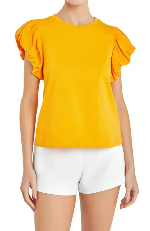 English Factory Puff Sleeve Crewneck Shirt - Orange