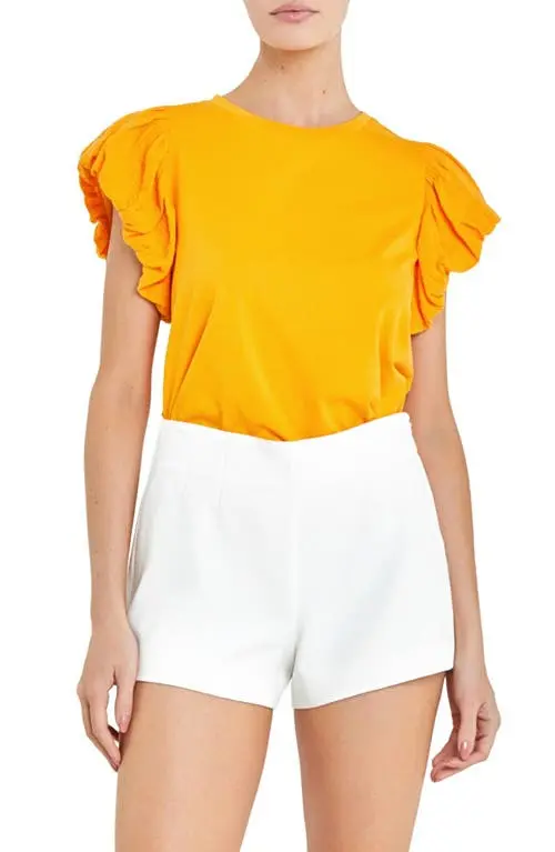 English Factory Puff Sleeve Crewneck Shirt - Orange