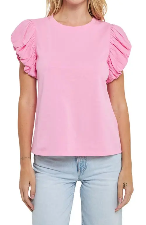 English Factory Puff Sleeve Crewneck Shirt - Pink