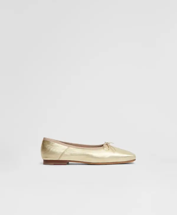 MANSUR GAVRIEL Square Toe Ballerina - Gold