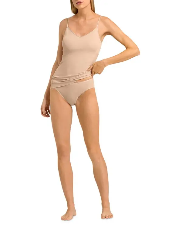 Hanro Cotton Seamless Padded Spaghetti Strap Cami - Beige
