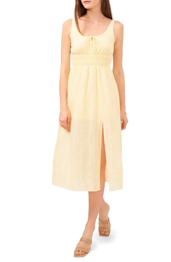 1.State Smocked Waist Cotton Midi Dress In Sun Yellow - 30% Off |  Editorialist