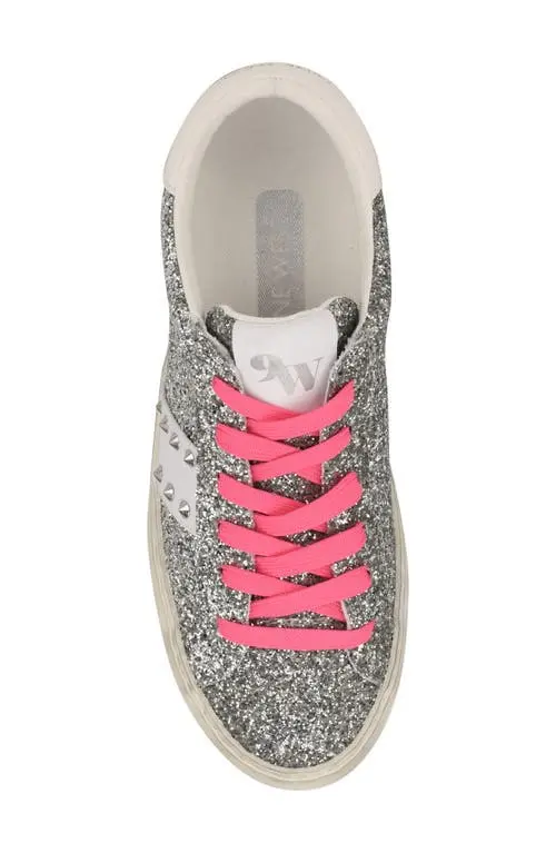 Nine West Sneaks Studded Sneakers - Silver Glitter/white