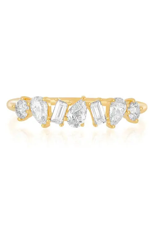 Ef Collection Faceted Diamond Stacked Ring - 14k Yg