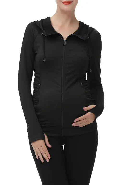 KIMI + KAI Momo Ruched Zip Maternity Hoodie