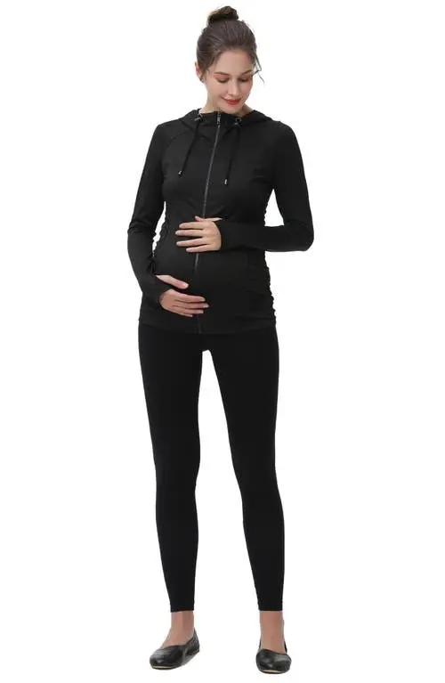 KIMI + KAI Momo Ruched Zip Maternity Hoodie