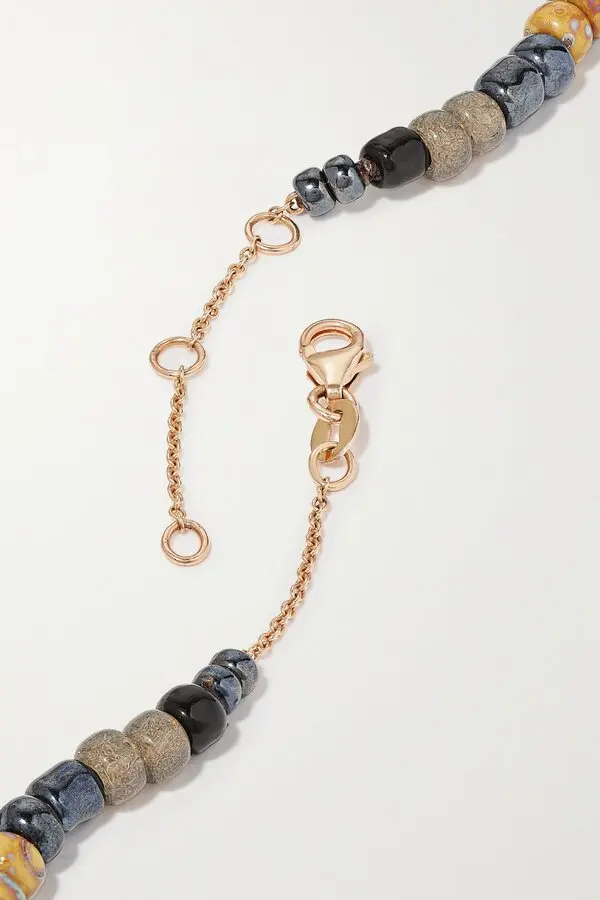 DIANE KORDAS 14-karat Rose Bead, And Diamond Necklace