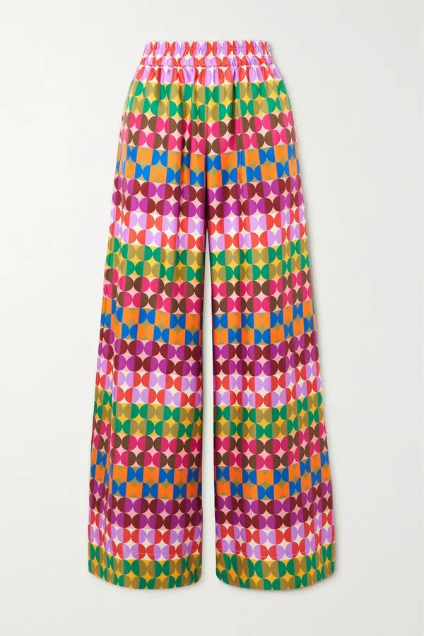 La DoubleJ Printed Silk-twill Wide-leg Pants