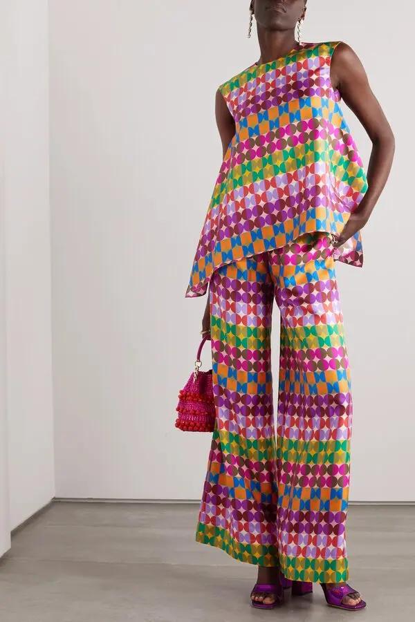 La DoubleJ Printed Silk-twill Wide-leg Pants