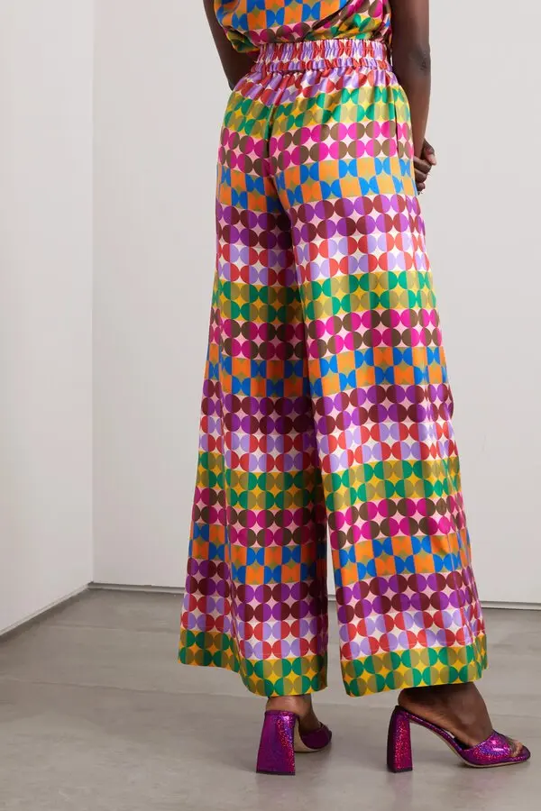 La DoubleJ Printed Silk-twill Wide-leg Pants