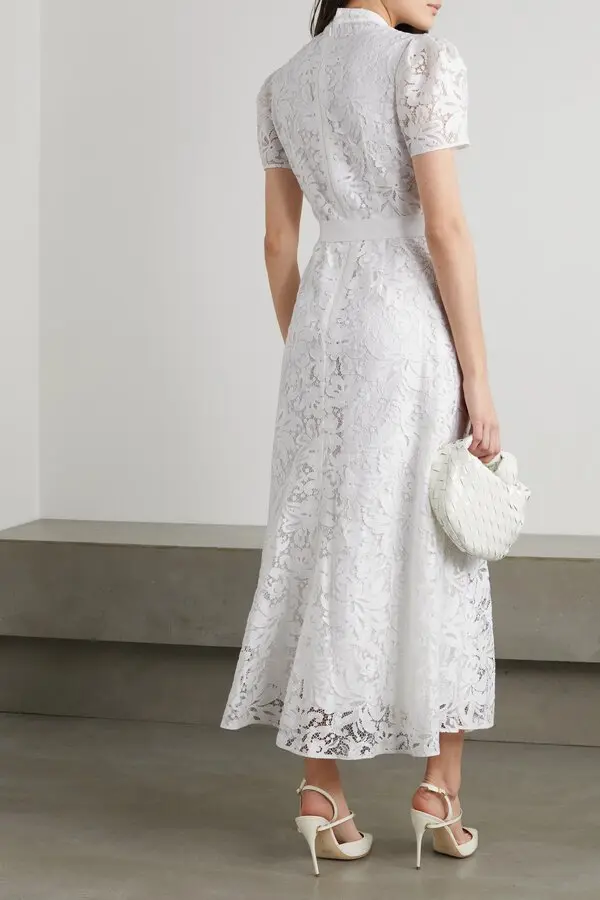 Erdem Lauren Belted Cotton-Blend Lace Midi Dress In Ivory - 70% Off |  Editorialist