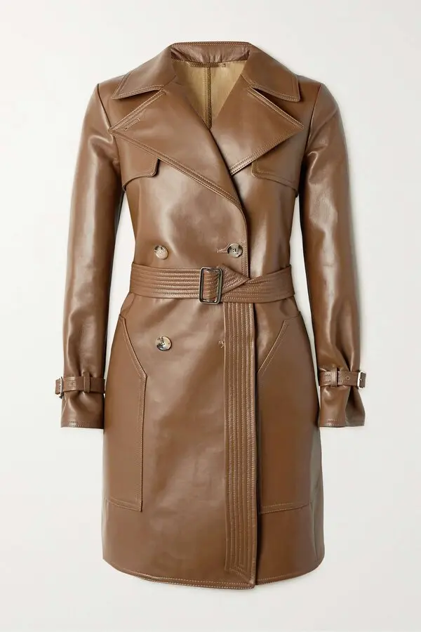 Max Mara Alex Buckled Leather Trench Coat