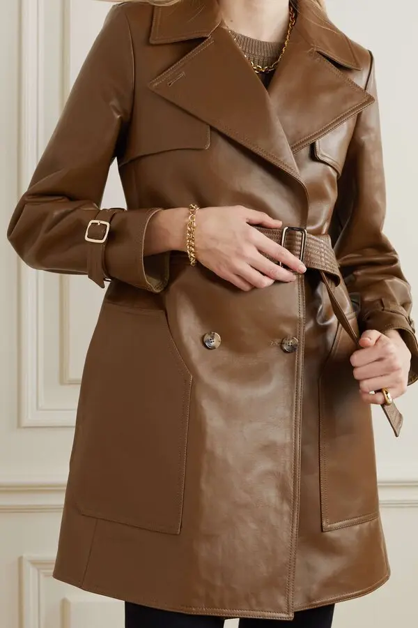 Max Mara Alex Buckled Leather Trench Coat