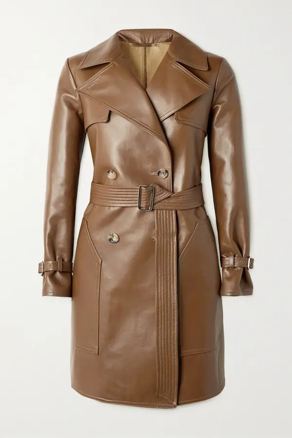 Max Mara Alex Buckled Leather Trench Coat