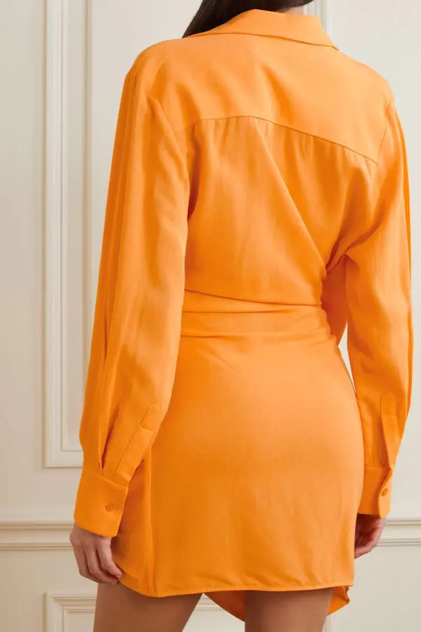 Jacquemus Bahia Draped Knotted Voile Mini Dress