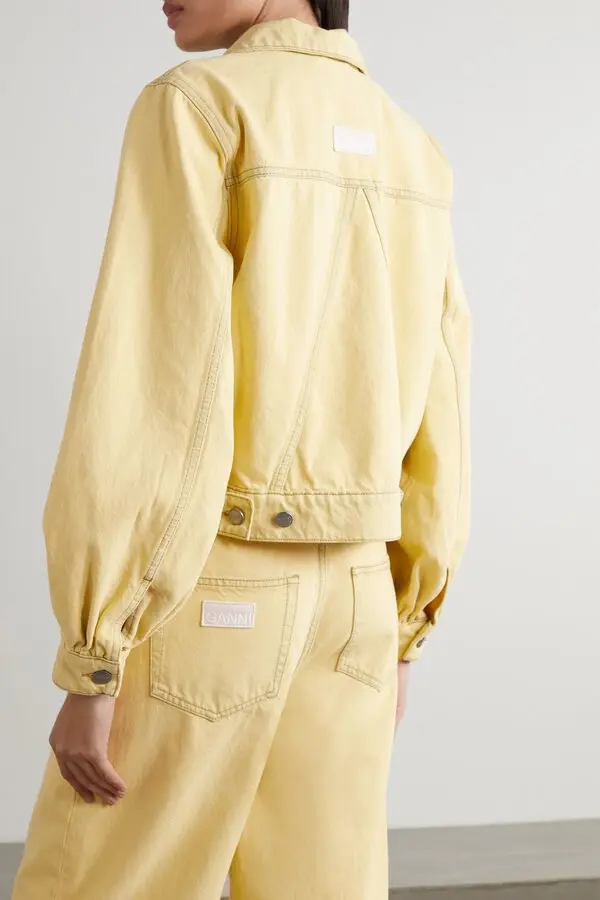 GANNI Bleached Organic Denim Jacket - Yellow