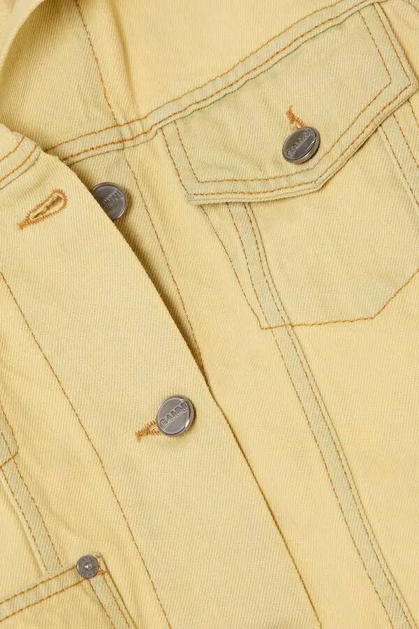 GANNI Bleached Organic Denim Jacket - Yellow