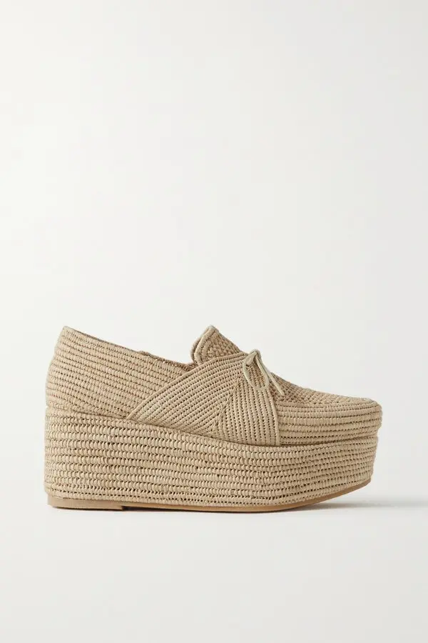 Gabriela Hearst Clergerie Diamond Raffia Platform Brogues