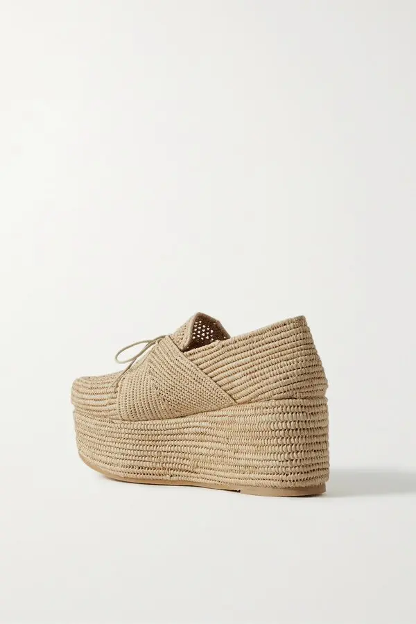 Gabriela Hearst Clergerie Diamond Raffia Platform Brogues
