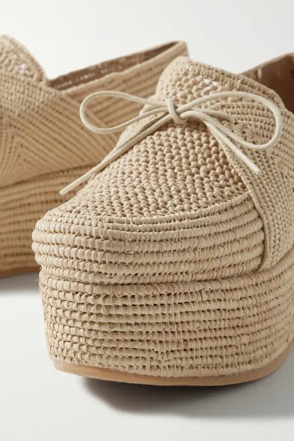 Gabriela Hearst Clergerie Diamond Raffia Platform Brogues
