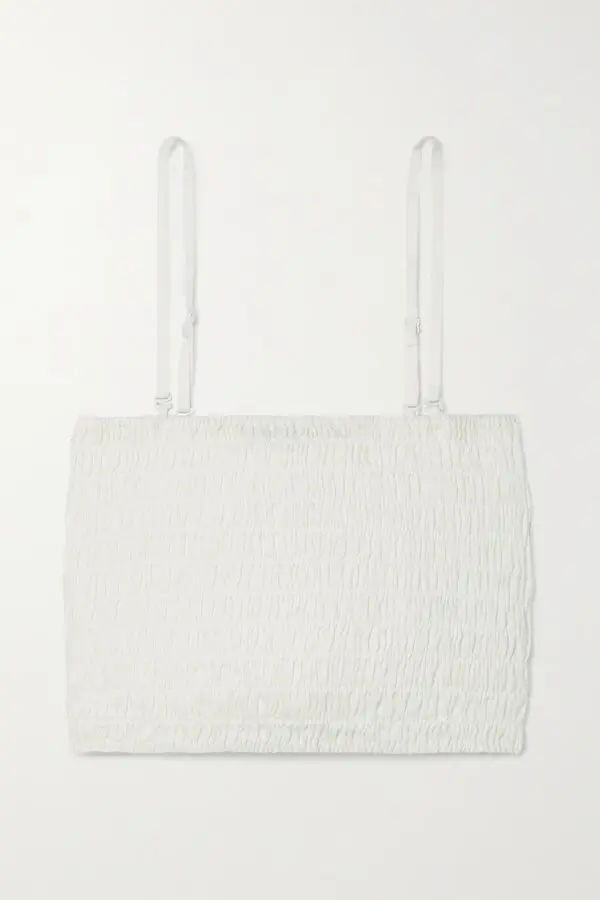 ATM Anthony Thomas Melillo Cropped Smocked Linen Top