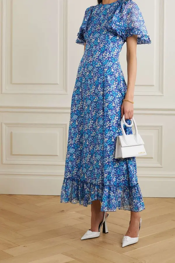 sachin and babi light blue dress Hem Tape on Chiffon Dress main image 1