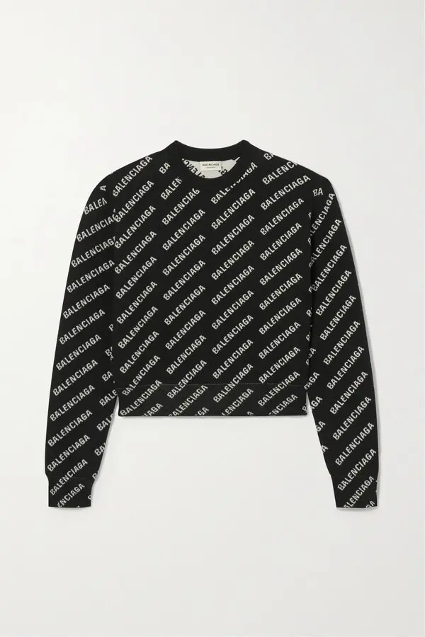 Balenciaga Intarsia-knit Cropped Sweater