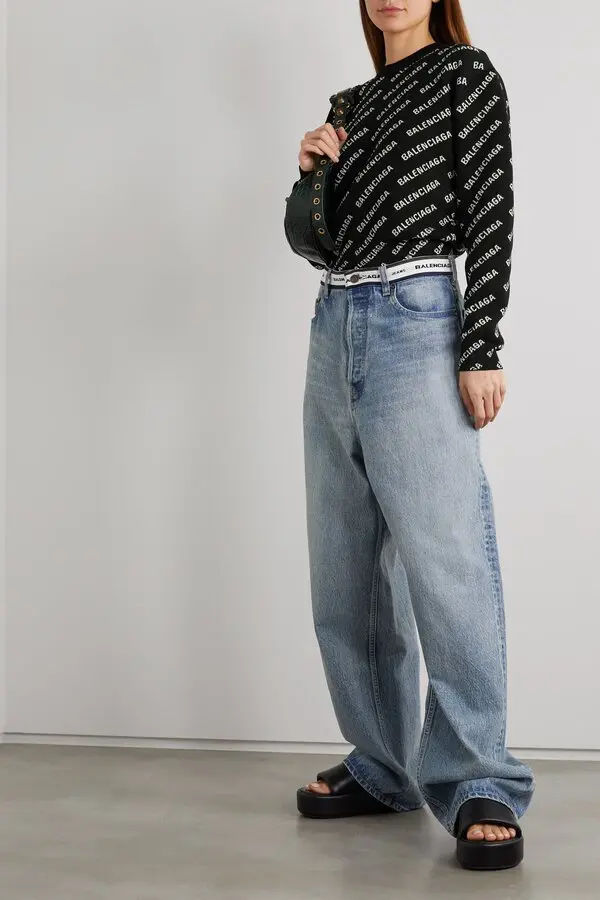 Balenciaga Intarsia-knit Cropped Sweater
