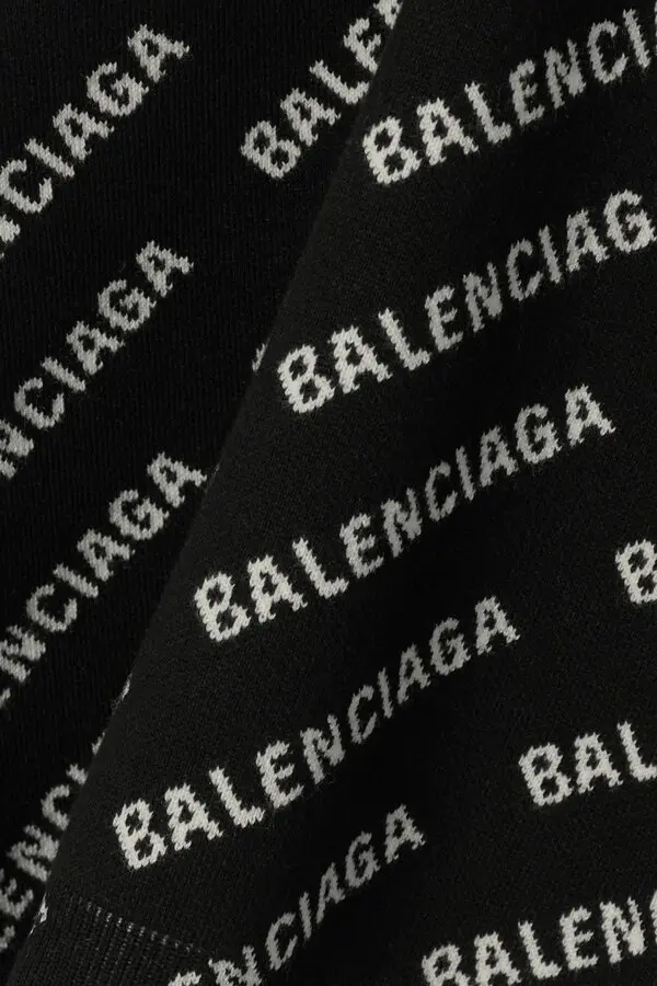 Balenciaga Intarsia-knit Cropped Sweater