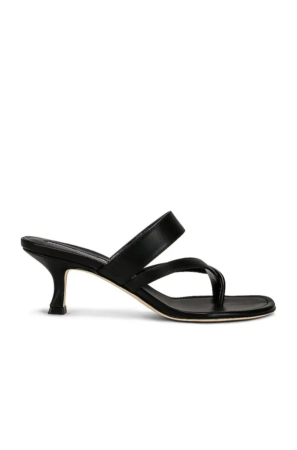 Manolo Blahnik Susa 50 Leather Sandal - Black