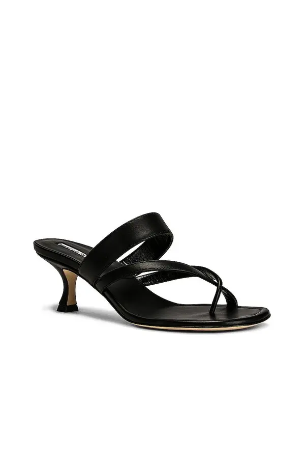 Manolo Blahnik Susa 50 Leather Sandal - Black
