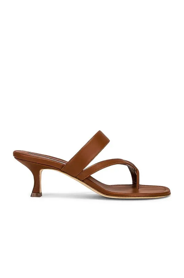 Manolo Blahnik Susa 50 Leather Sandal - Brown
