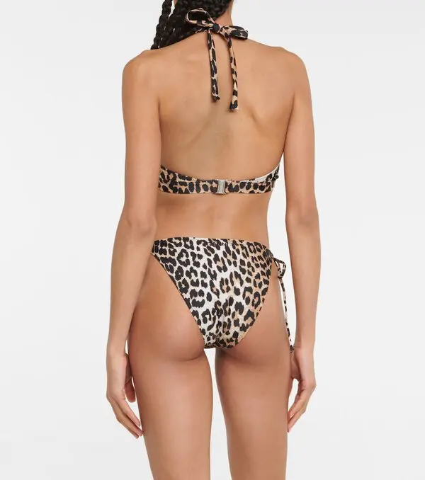 GANNI Leopard-print Bikini Top