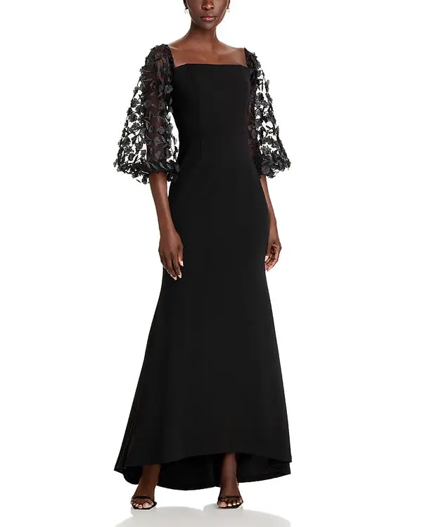 Eliza J Floral Embellished Gown - Black