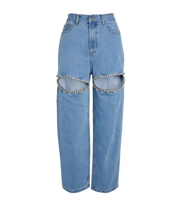 AREA Crystal Cut-out Jeans
