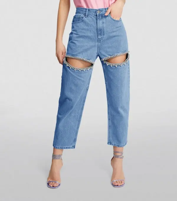 AREA Crystal Cut-out Jeans