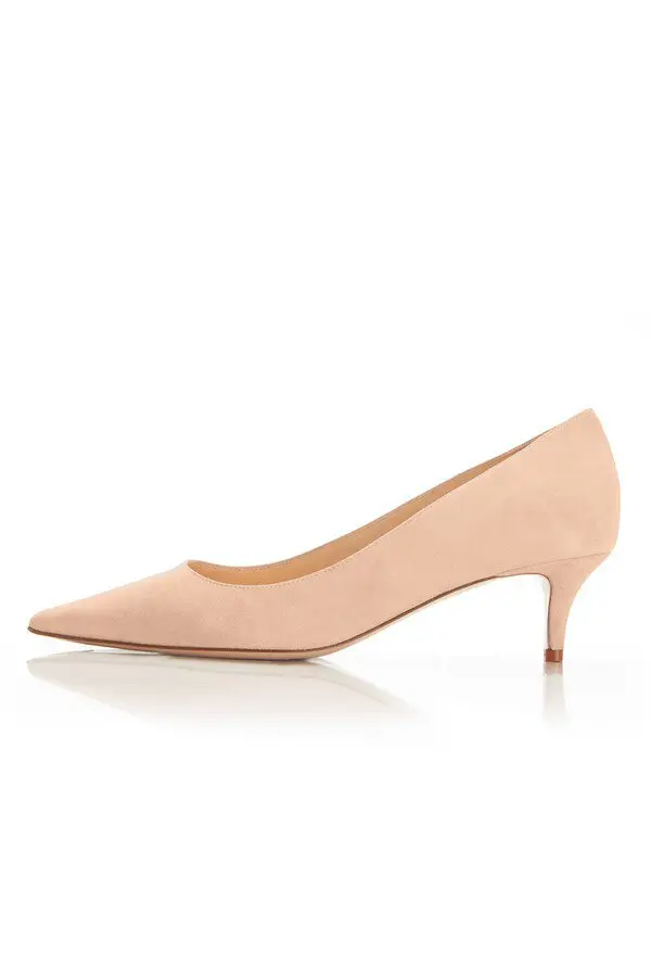 Marion Parke Classic Suede Kitten Heel Pumps - Pink
