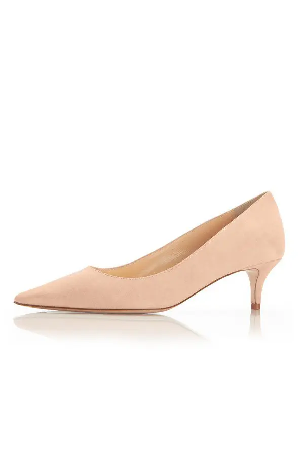 Marion Parke Classic Suede Kitten Heel Pumps - Pink