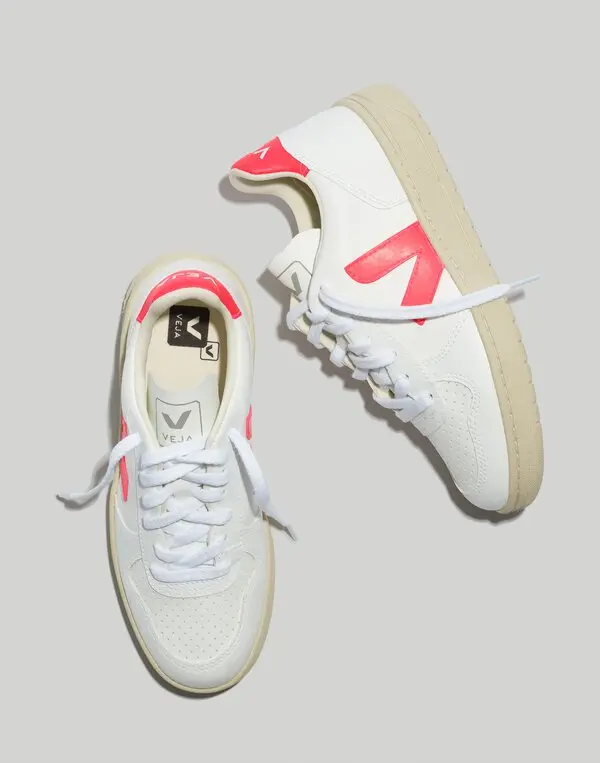Madewell Veja V-10 Vegan Leather Sneakers - White Rose-fluo
