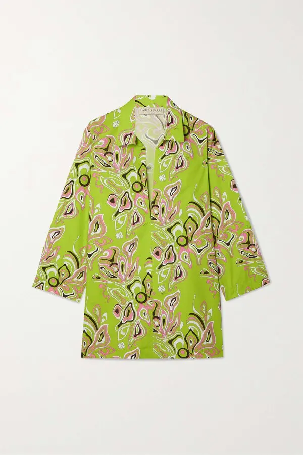 Emilio Pucci Printed Cotton-voile Kaftan - Green