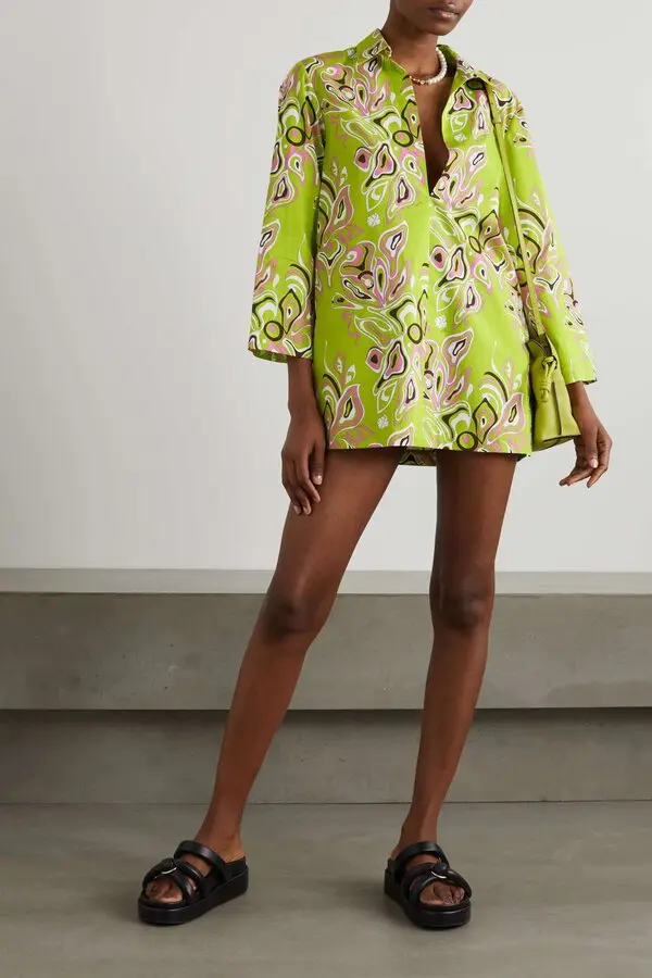 Emilio Pucci Printed Cotton-voile Kaftan - Green