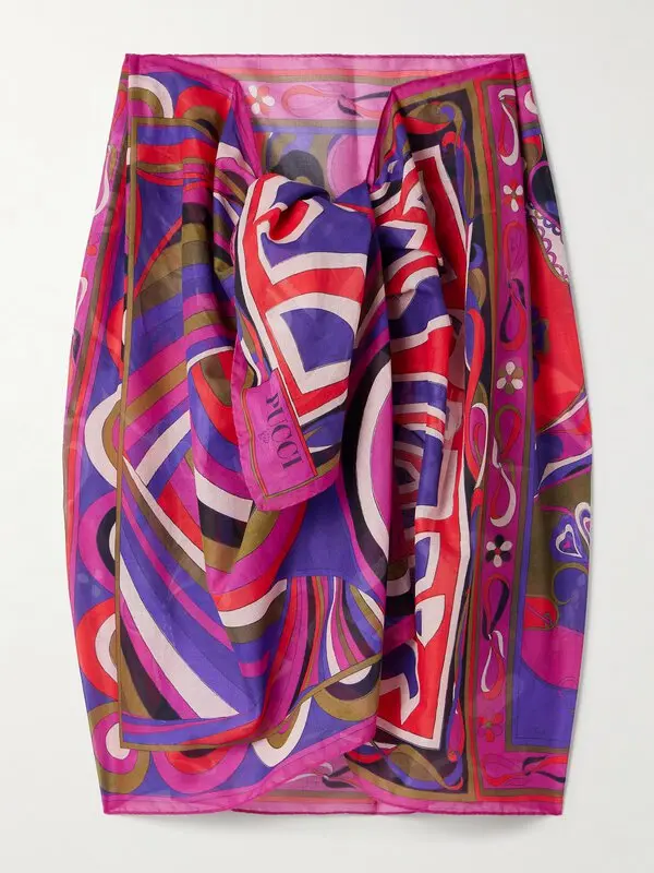 Emilio Pucci Printed Cotton-voile Pareo - Pink